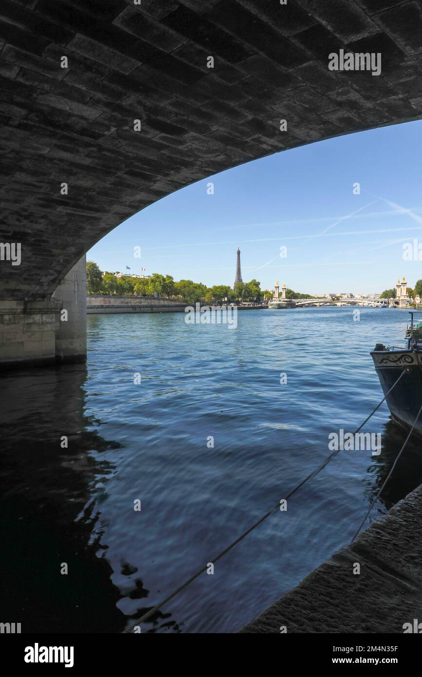 Paris landscape with the underside of the The Pont de la Concorde ...