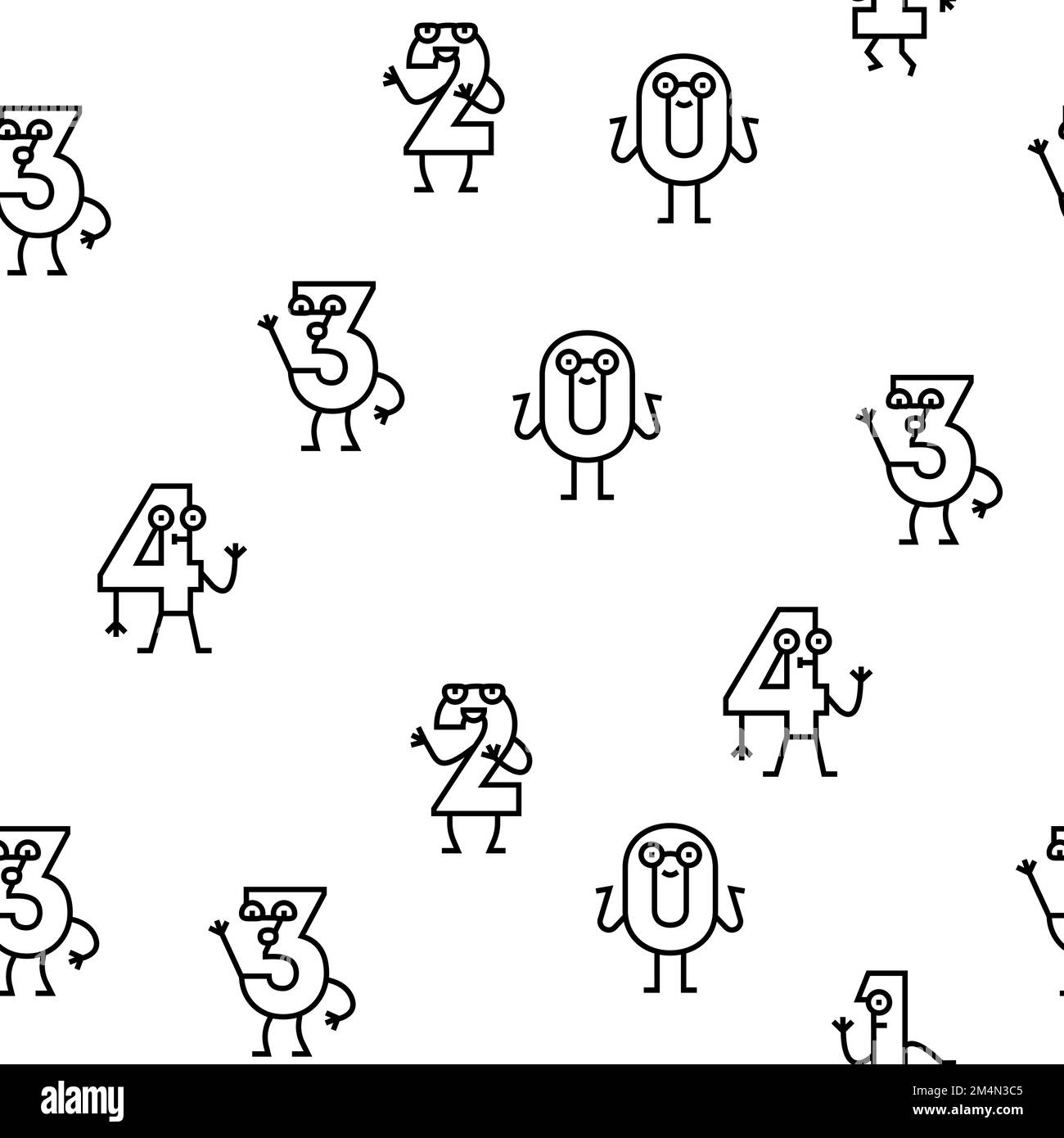 number character cute vector seamless pattern Stock Vector Image & Art ...