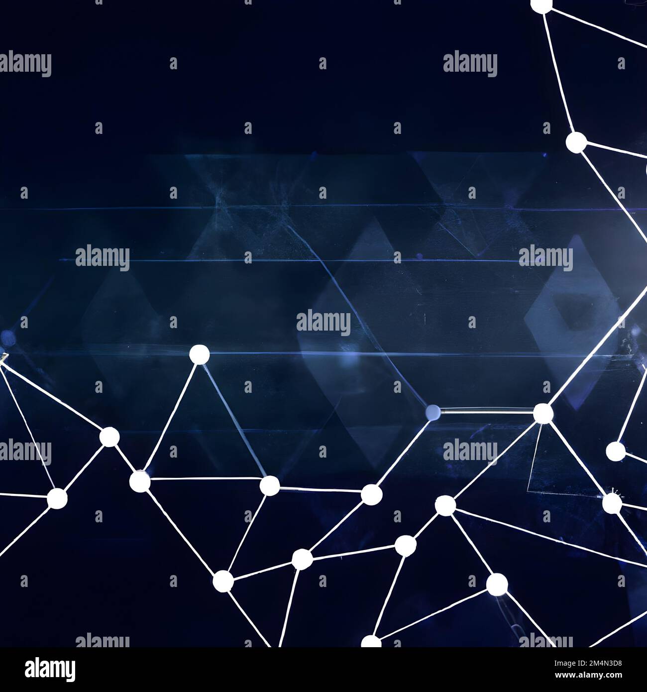 A blue background with white dots interconnected to each other with ...