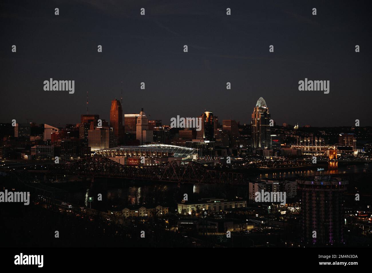 A beautiful view of the modern buildings of downtown Cincinnati at ...