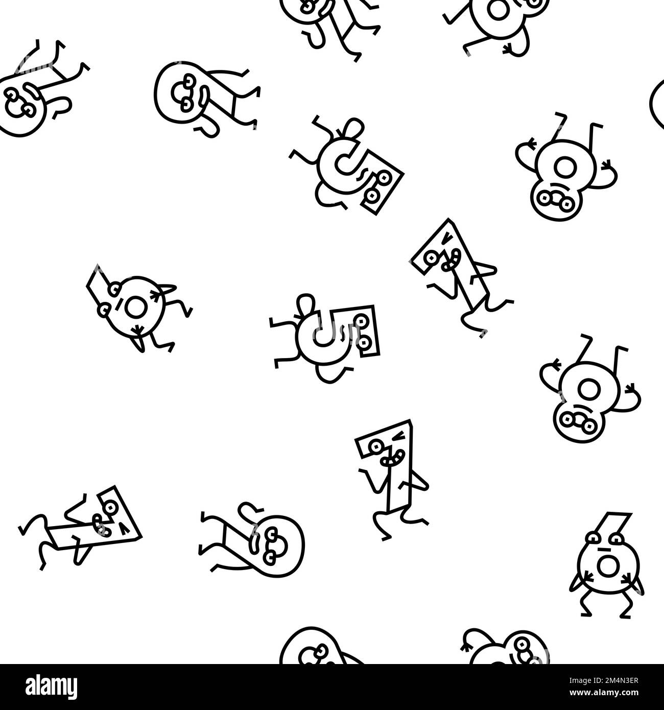 number character cute vector seamless pattern Stock Vector Image & Art ...