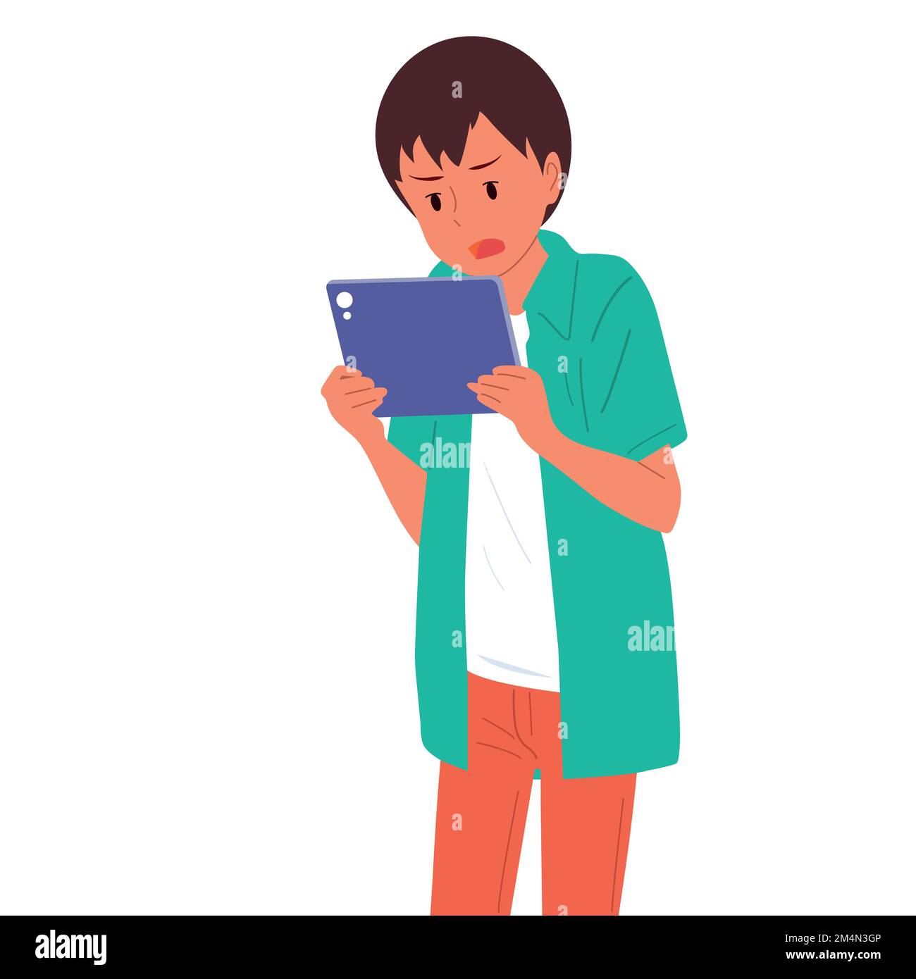 Happy worker holding laptop Stock Vector Images - Alamy