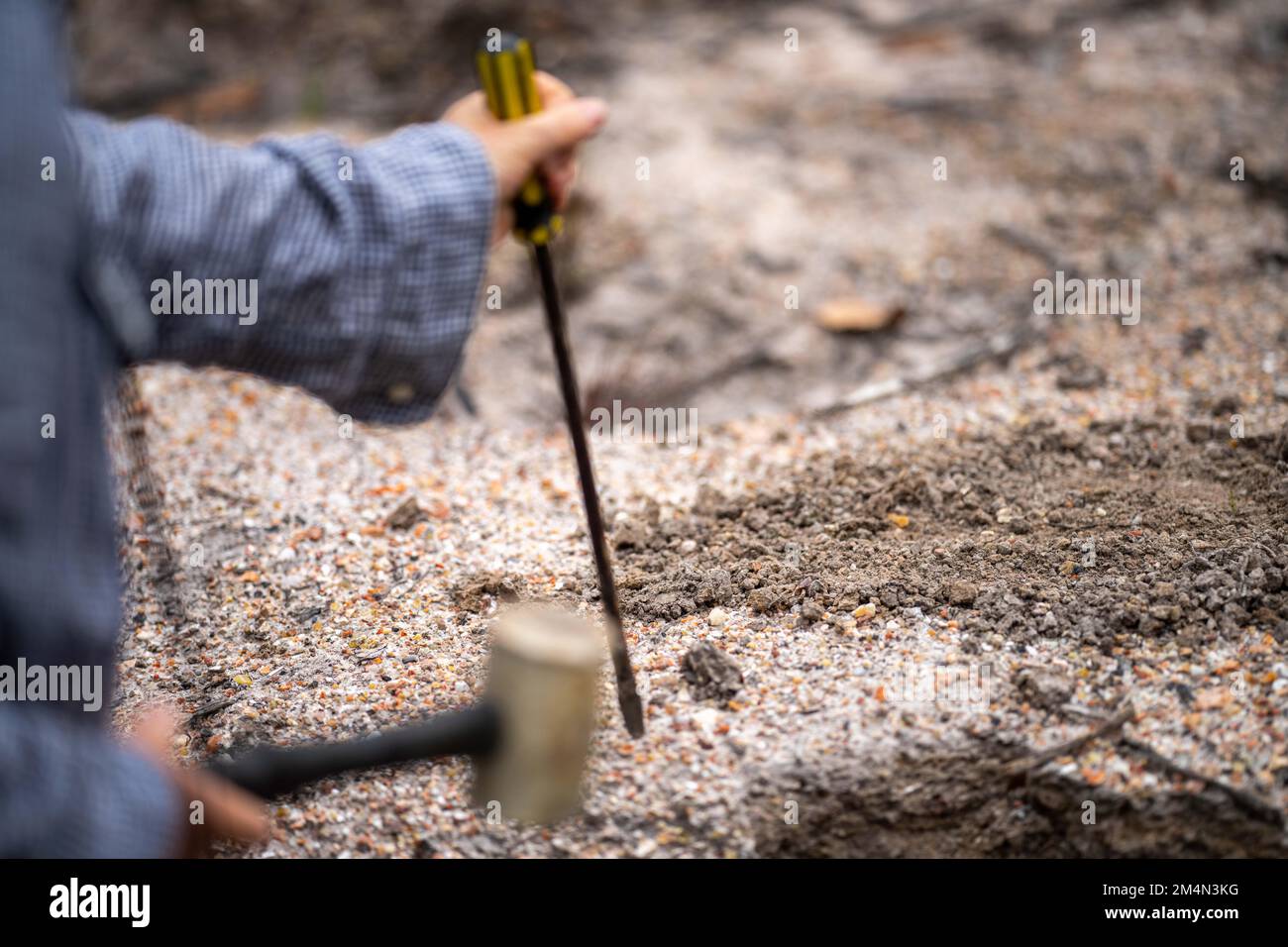 prospecting for gems and panning for gold in the bush in australia in ...
