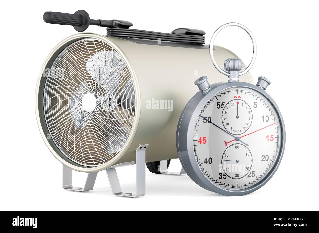 Blower heater with stopwatch, 3D rendering isolated on white background ...