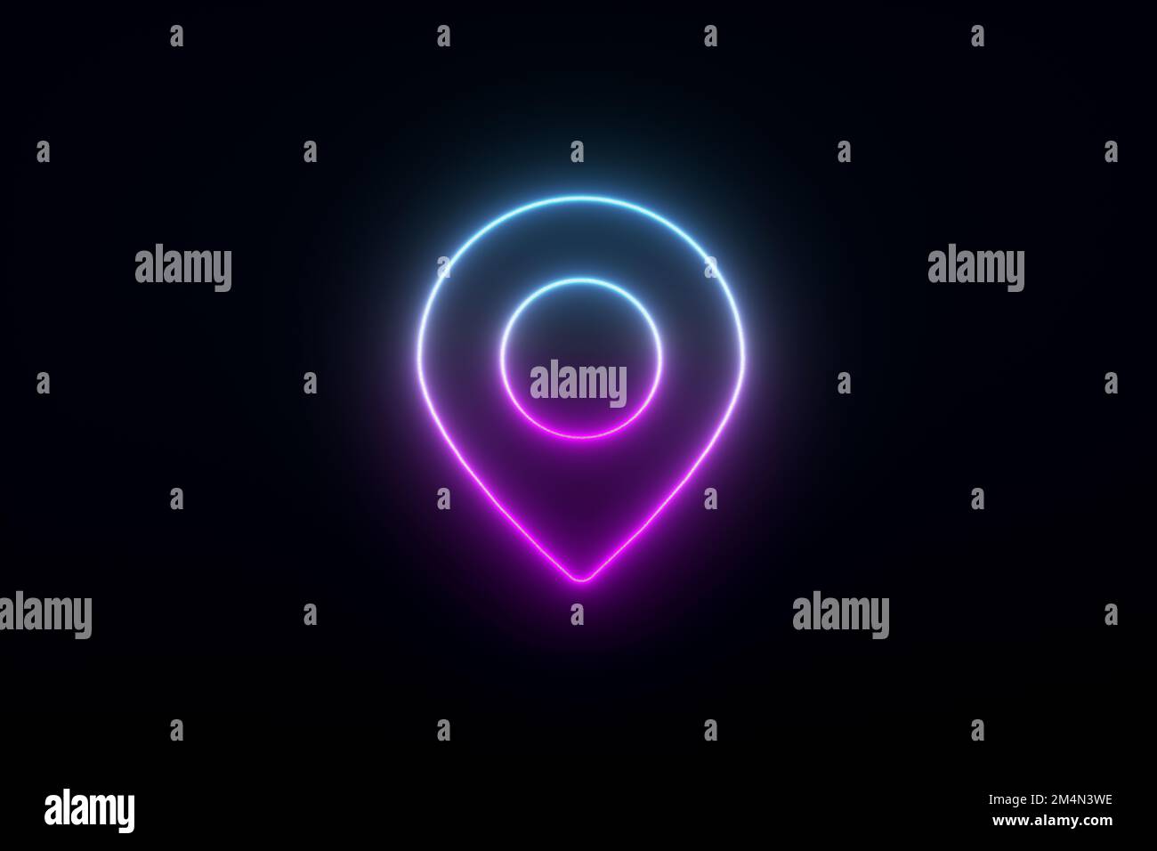 neon pin over black background, 3d render Stock Photo - Alamy