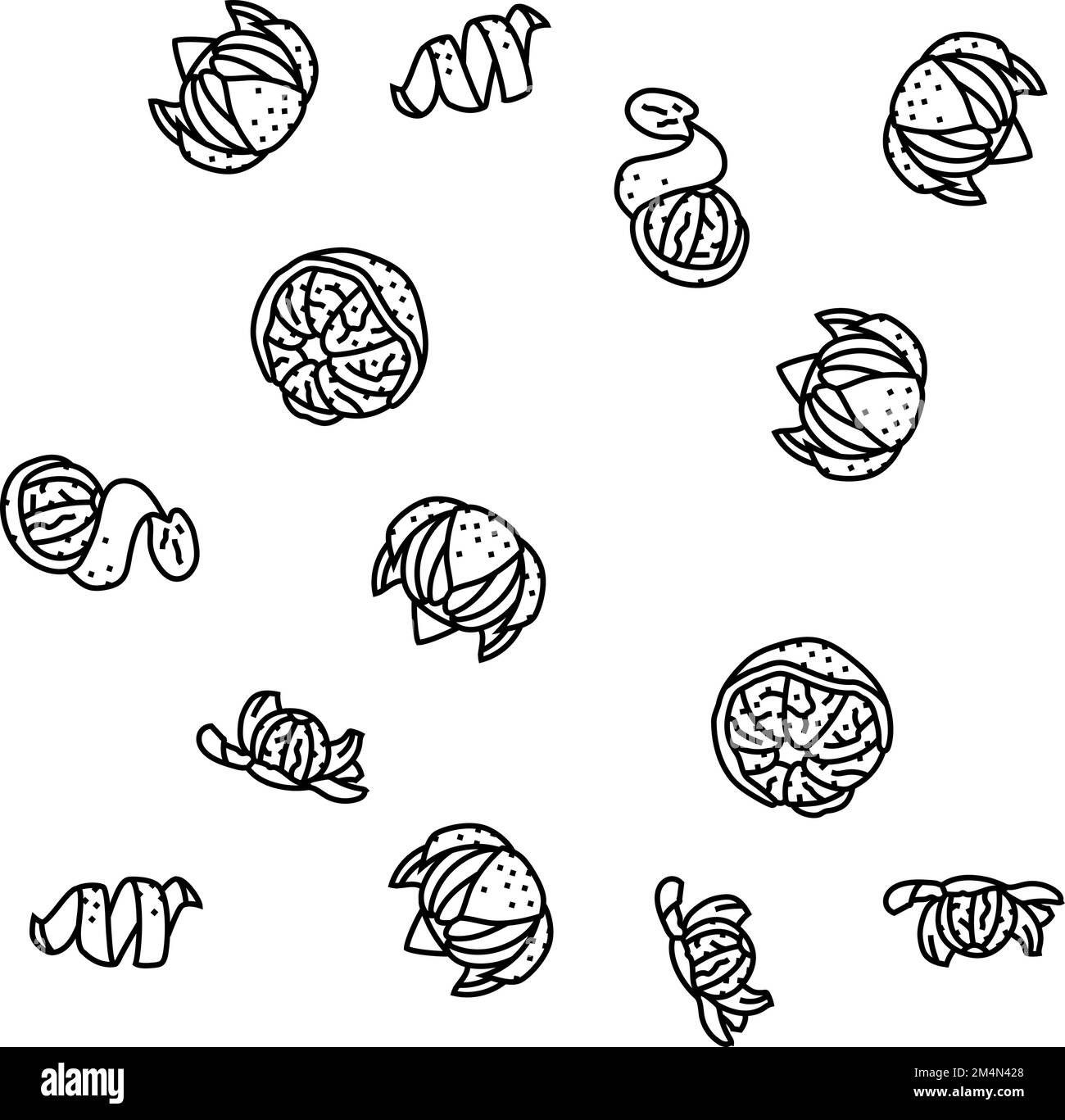 mandarin clementine orange fruit vector seamless pattern Stock Vector ...