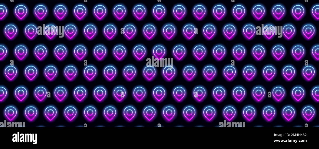 neon pin pattern over black background, 3d render, panoramic image ...
