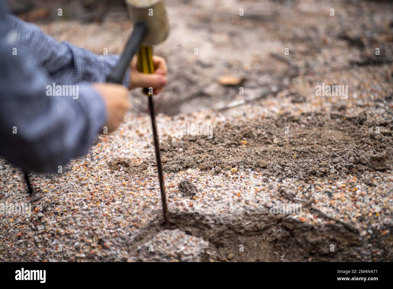 prospecting for gems and panning for gold in the bush in australia in ...