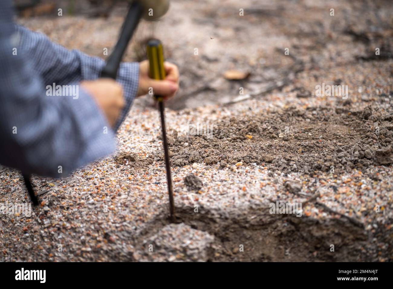 prospecting for gems and panning for gold in the bush in australia in ...