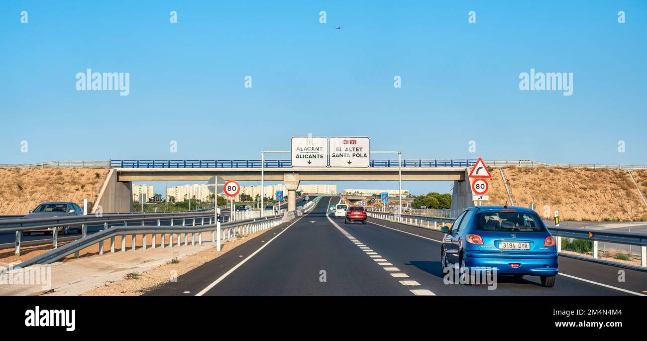 Tourist point of view of a Spanish road leading from Alicante city to ...