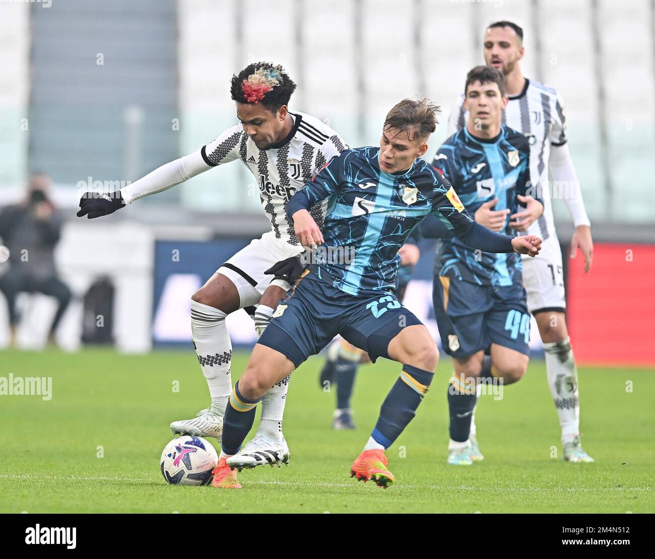 Turin, Italy: December 22, 2022, Juventus' Weston McKennie and Rijeka's ...