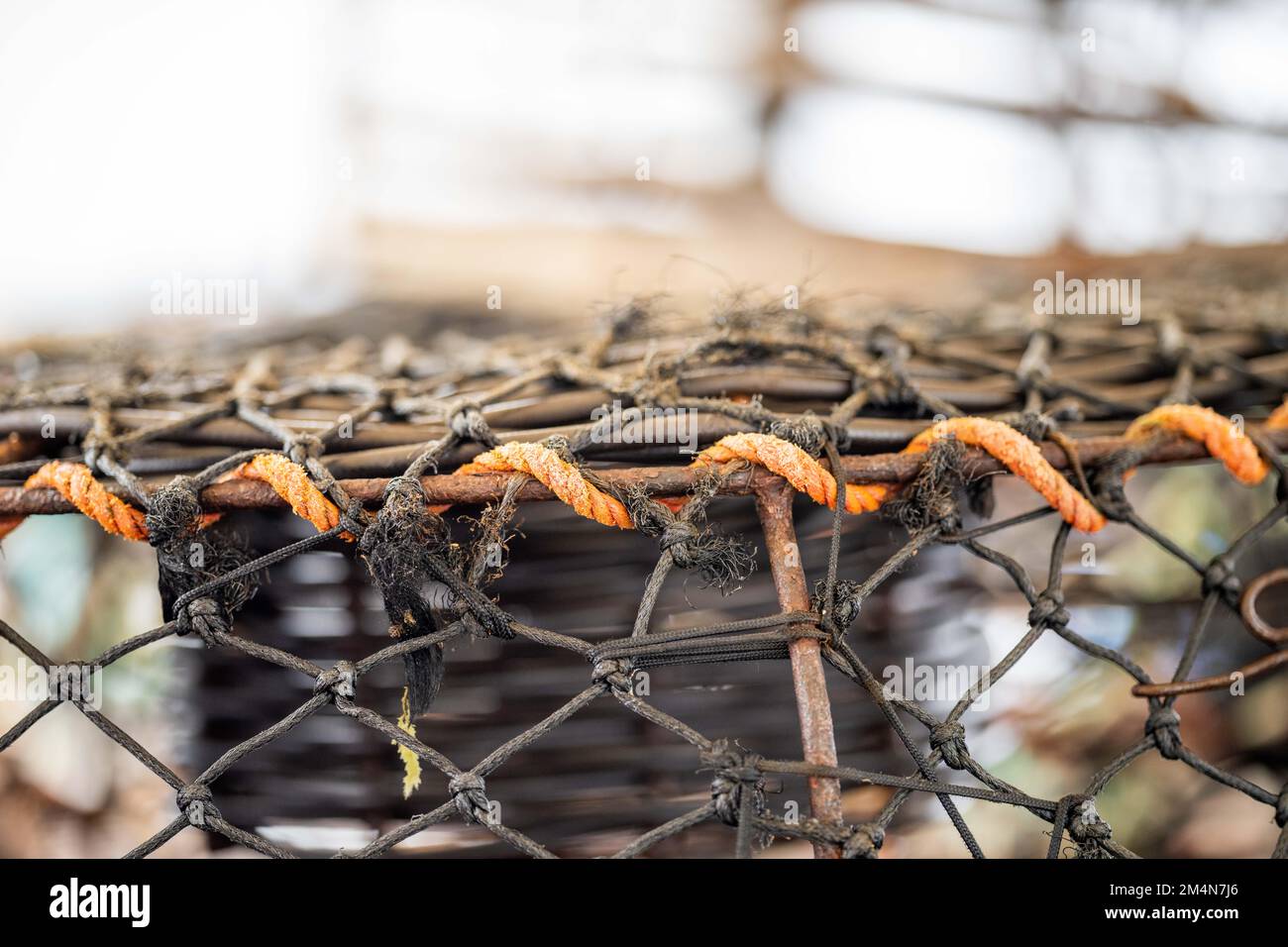crayfish pot and lobster pots on the back of a fishing boat in ...