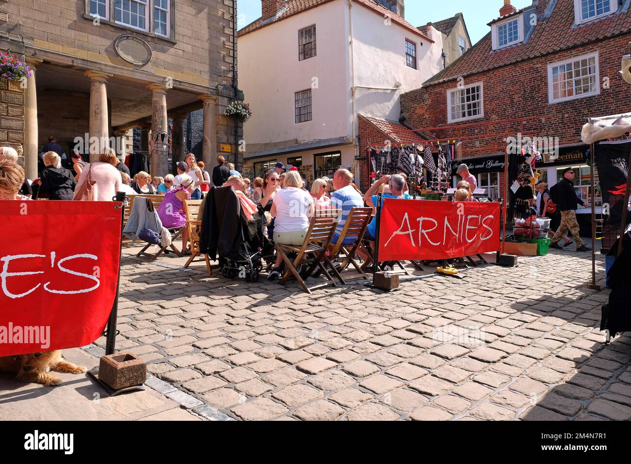 Crowded market place in Whitby, Yorkshire, UK Stock Photo - Alamy