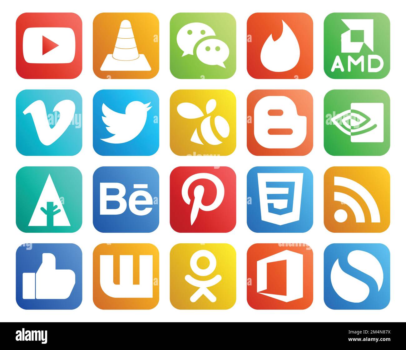20 Social Media Icon Pack Including behance. nvidia. amd. blogger ...