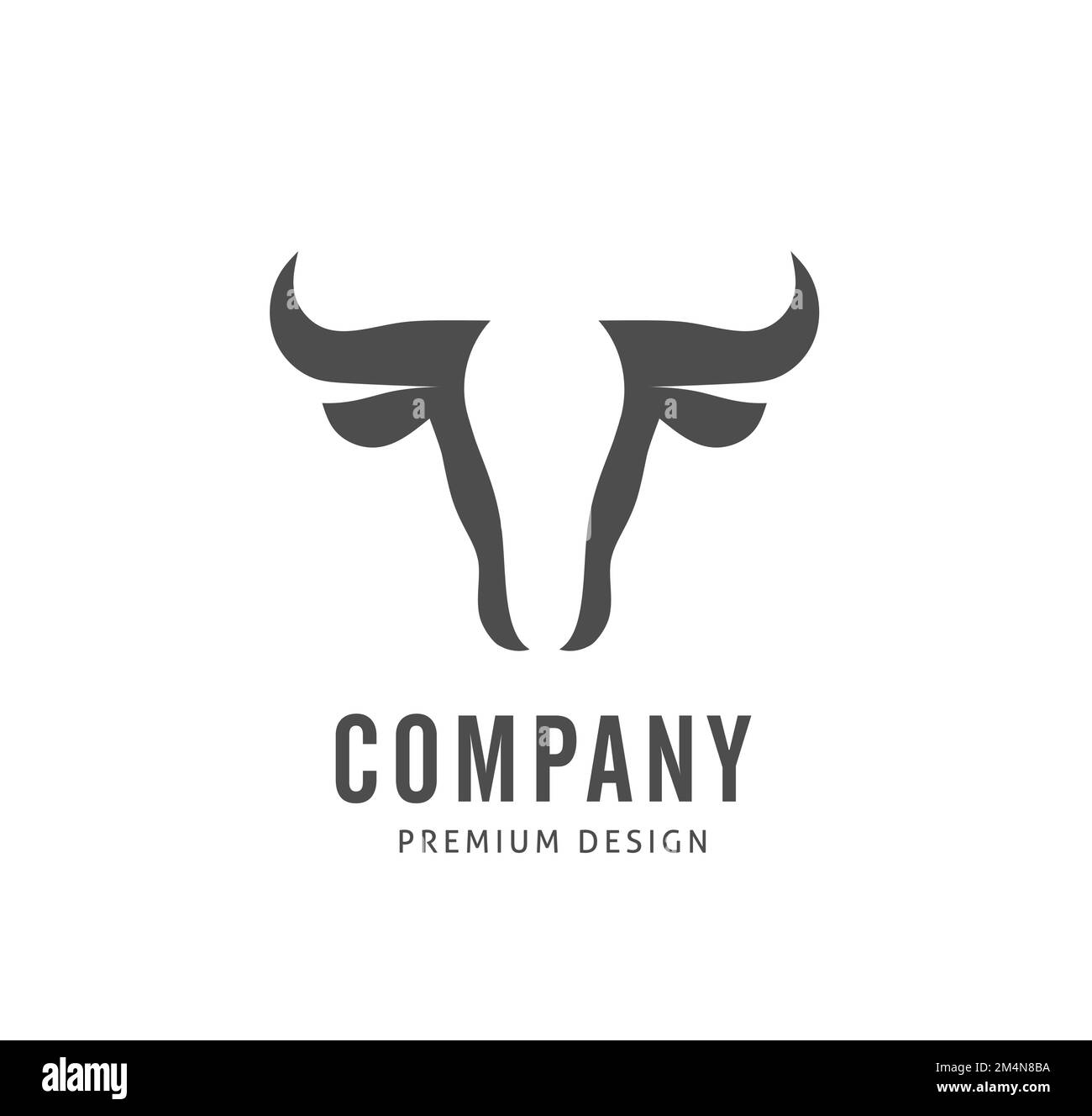 The bull head logo design - gray editable vector icon with copy space ...