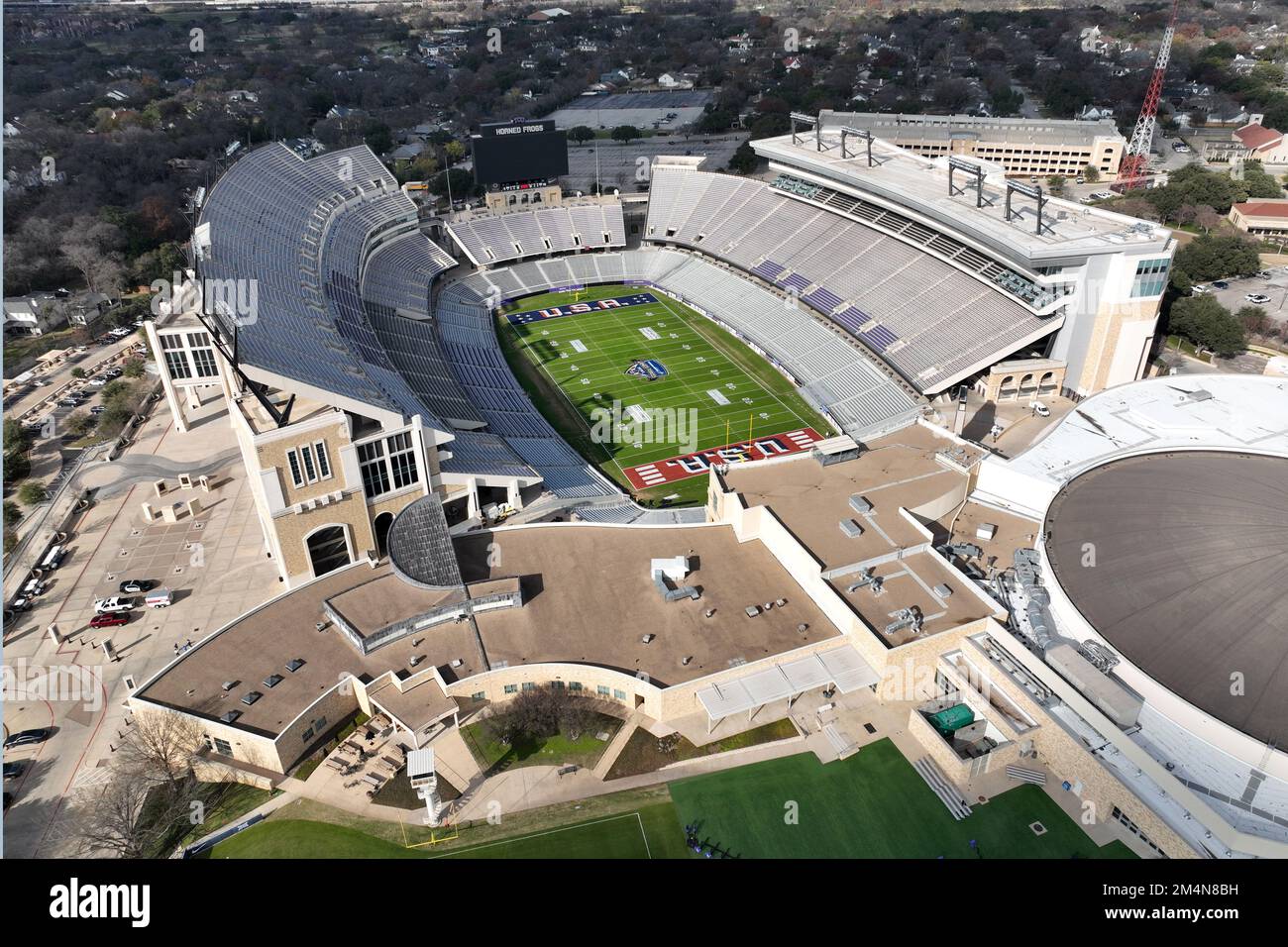 A general overall aerial view of Amon G. Carter Stadium at Texas ...