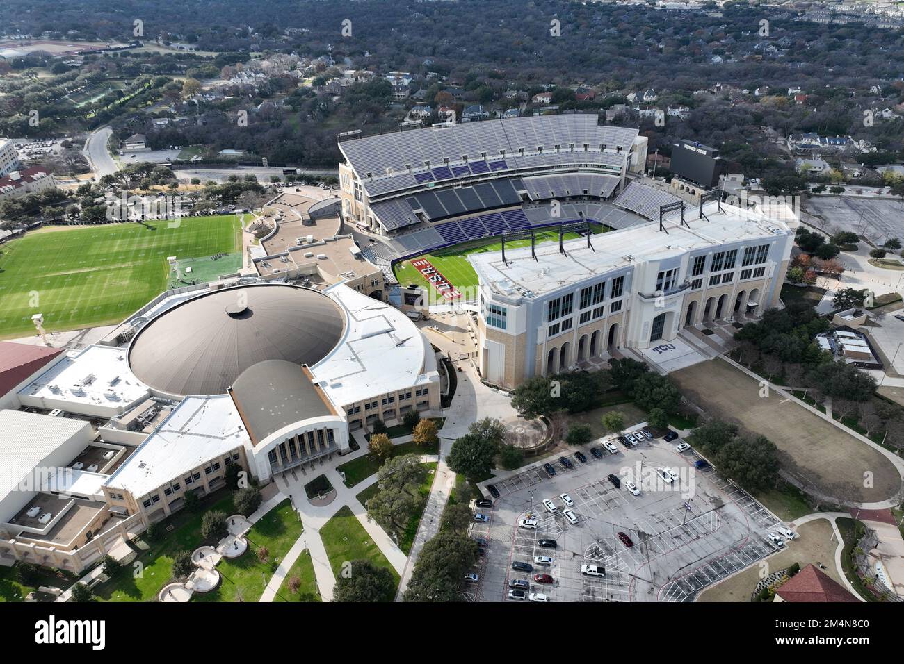 A general overall aerial view of Amon G. Carter Stadium at Texas ...