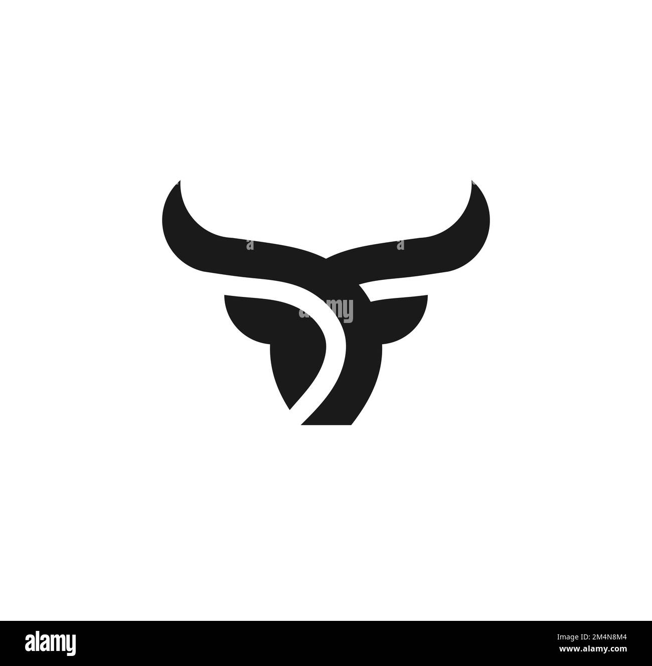 The bull head logo design - black editable vector icon with copy space ...