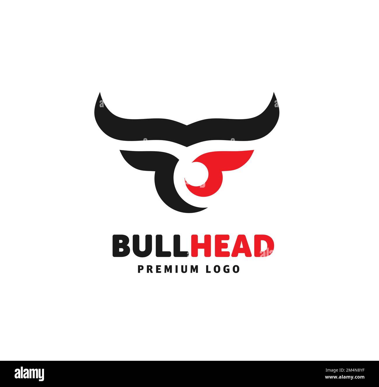 The bull head logo design - red and black editable vector icon with ...