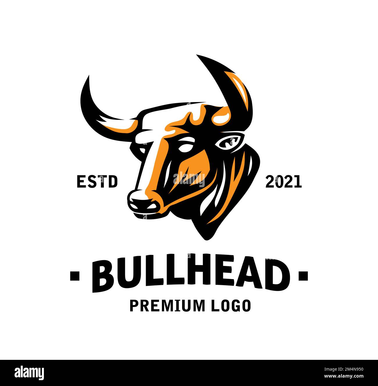 The bull head logo design - editable vector icon with copy space over a ...