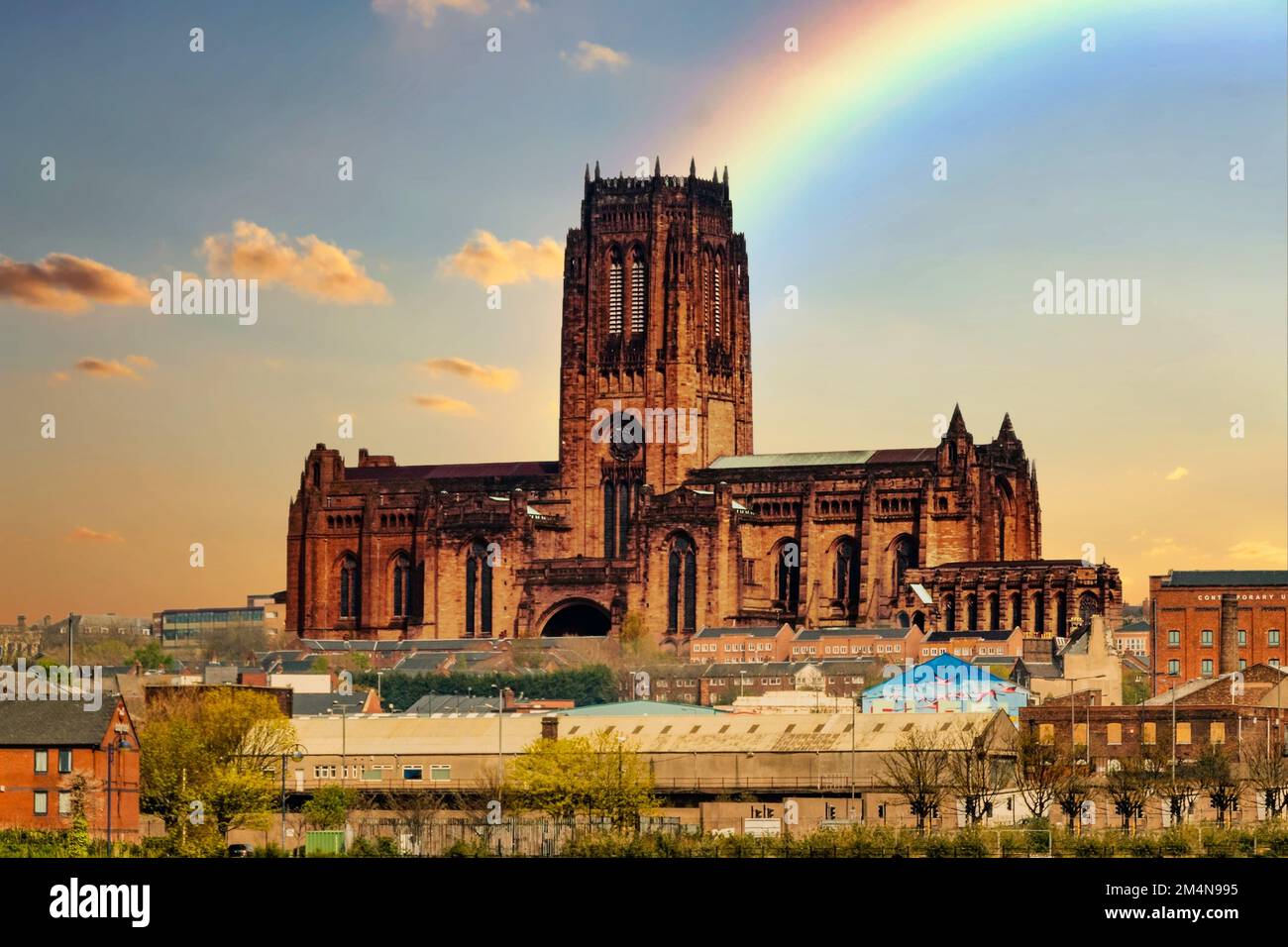 A beautiful shot of rainbow over Liverpool Cathedral on St James Mount ...