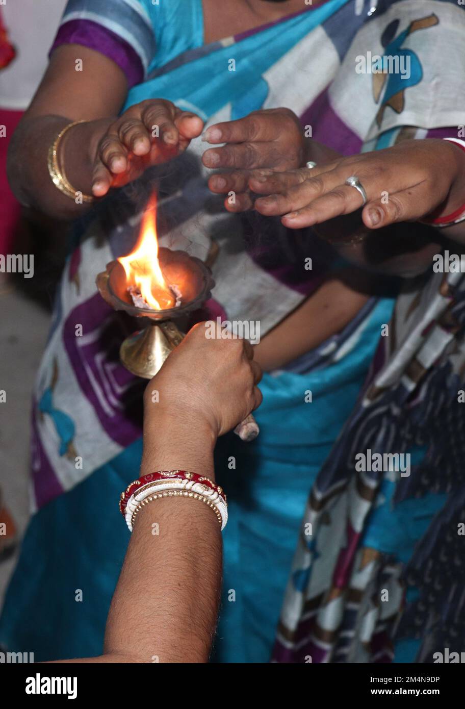 hindu ritual puja aarti beautiful stock photo Stock Photo - Alamy