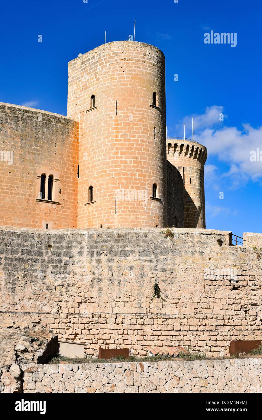 Palma, Spain - 8 November, 2022: Castel de Bellver, a circular castle ...