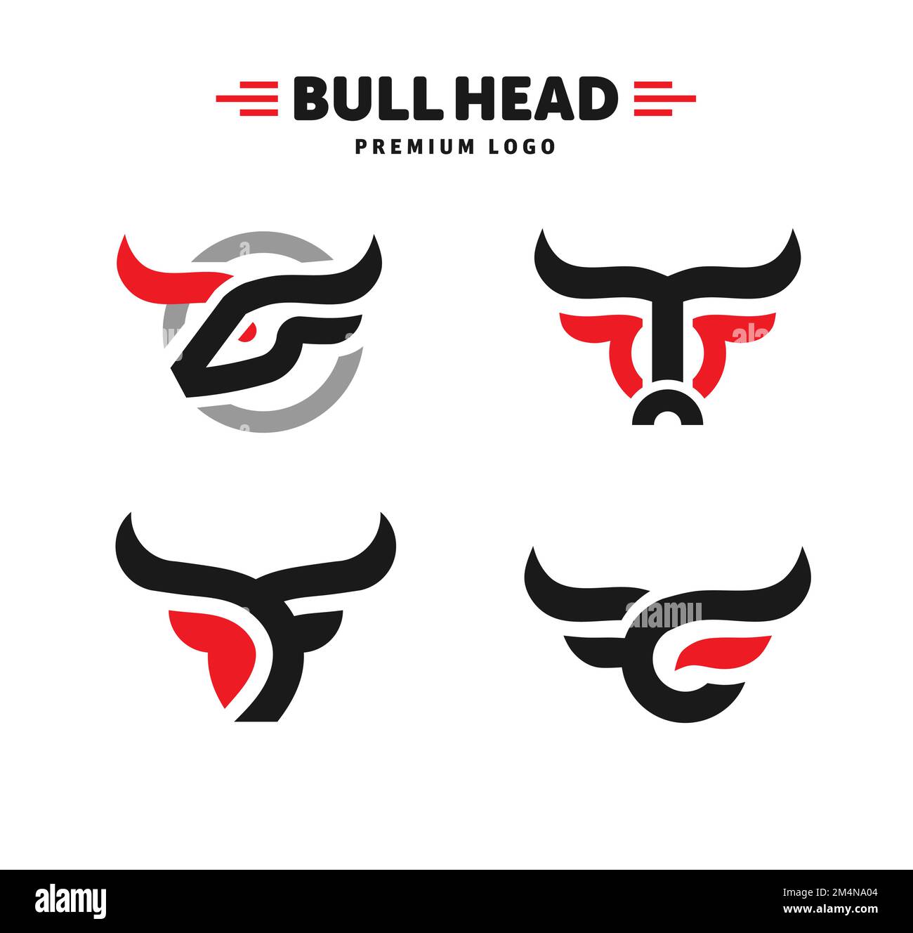 The bull head logo pack - red and black editable vector icons with copy ...