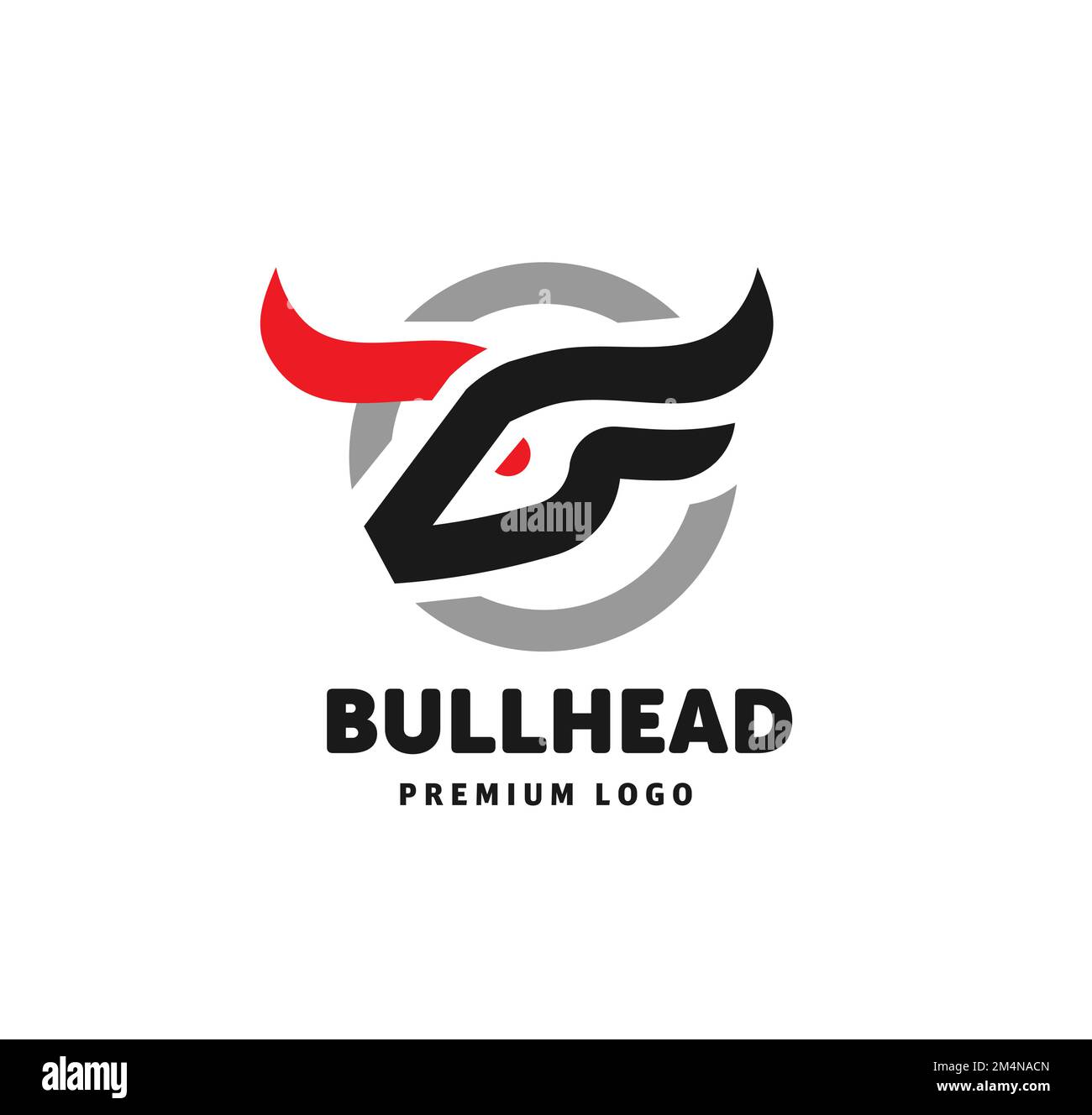 The bull head logo design - red and black editable vector icon with ...
