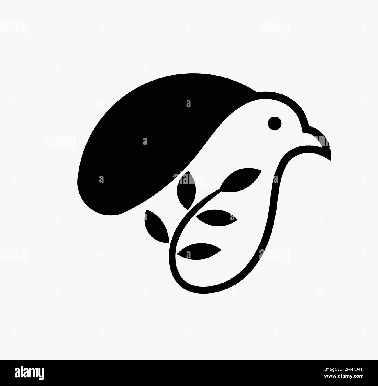 The bird and leaf logo design - editable dove vector icon over a white ...
