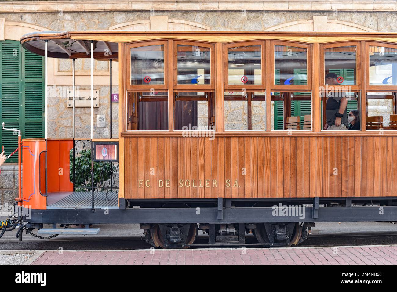 Port de Soller, Mallorca, Spain - 11 Nov 2022: Ferrocarril Tram train ...