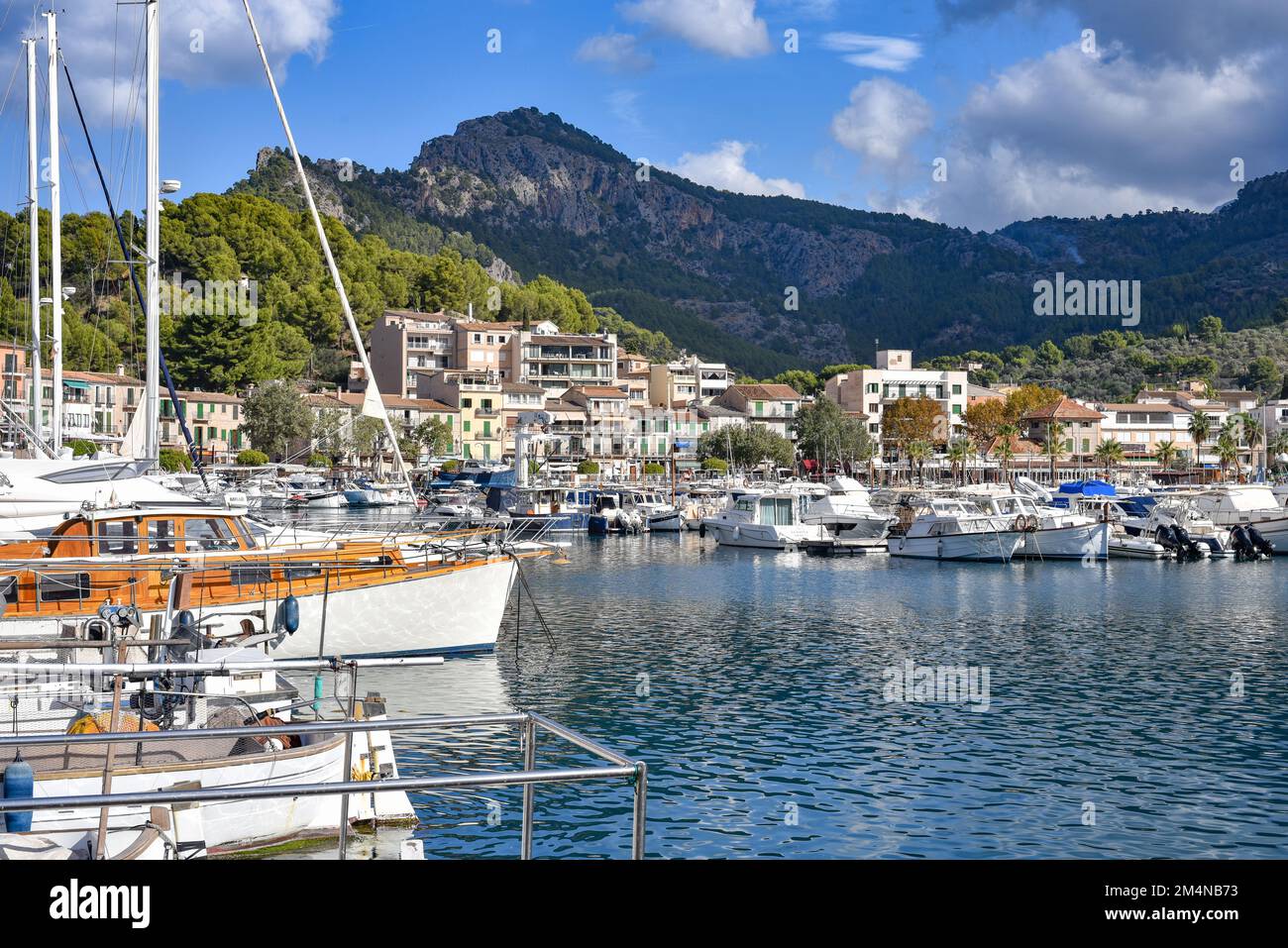 Port de Soller, Mallorca, Spain - 11 Nov 2022: Harbour views in the bay ...