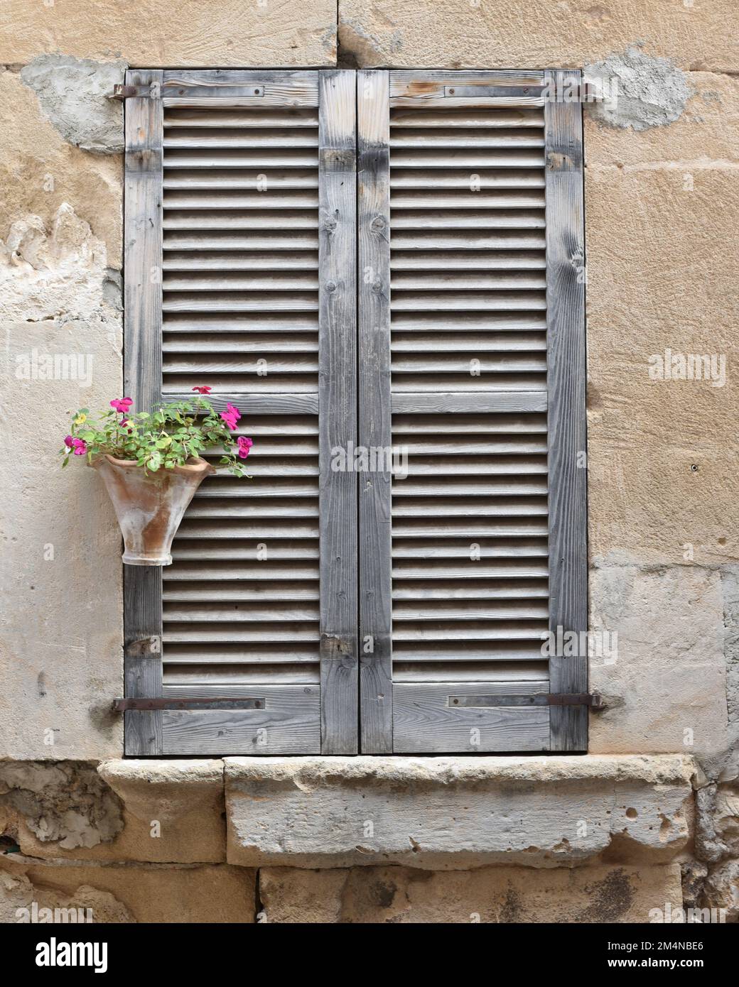 Traditional Mallorcan window shutters. Soller, Mallorca, Balearic ...