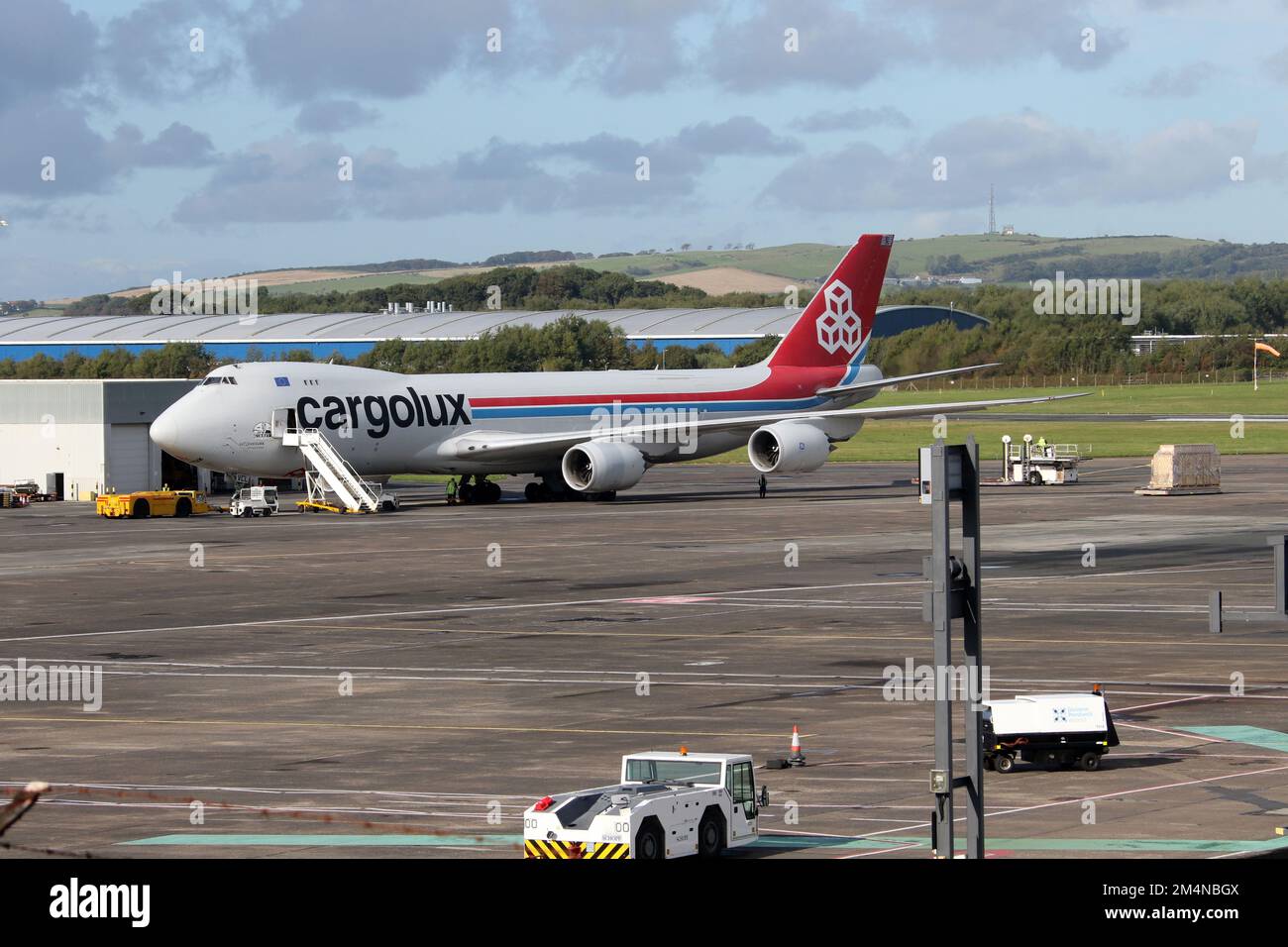 Glasgow Prestwick Airport , Ayrshire, Scotland UK A Cargolux Boeing 747 ...