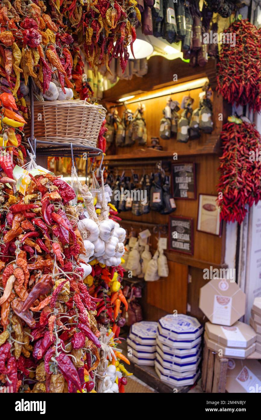 Palma de Mallorca, Spain - 7 Nov, 2022: Strings of red and yellow ...