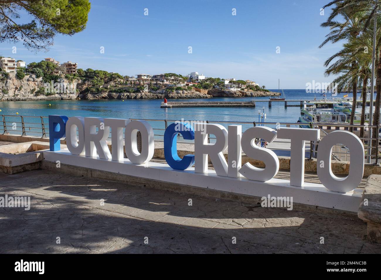 Porto Cristo, Mallorca, Spain - 9 Nov 2022: Beach and harbour views in ...