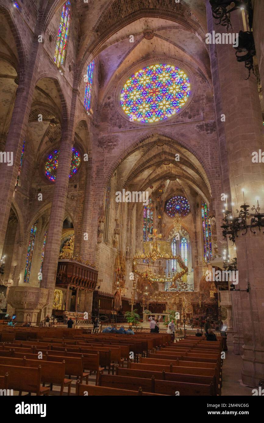 Palma Mallorca Spain 10 Nov 2022 Colourful Stained Glass Rose