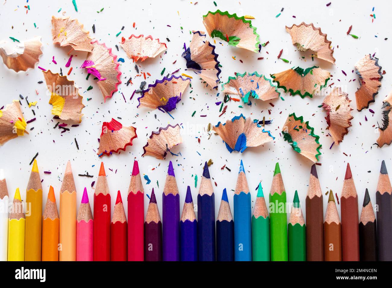 Close up crayons - color pencils isolated with multicolor pencil ...