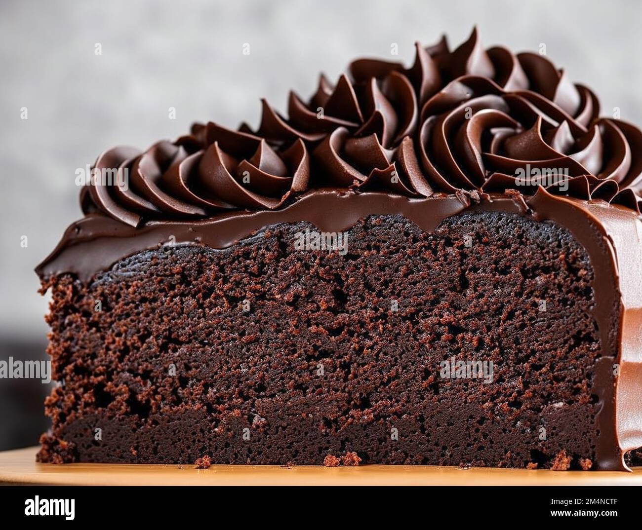 Cake with fruit sauce made with various decorations Stock Photo - Alamy