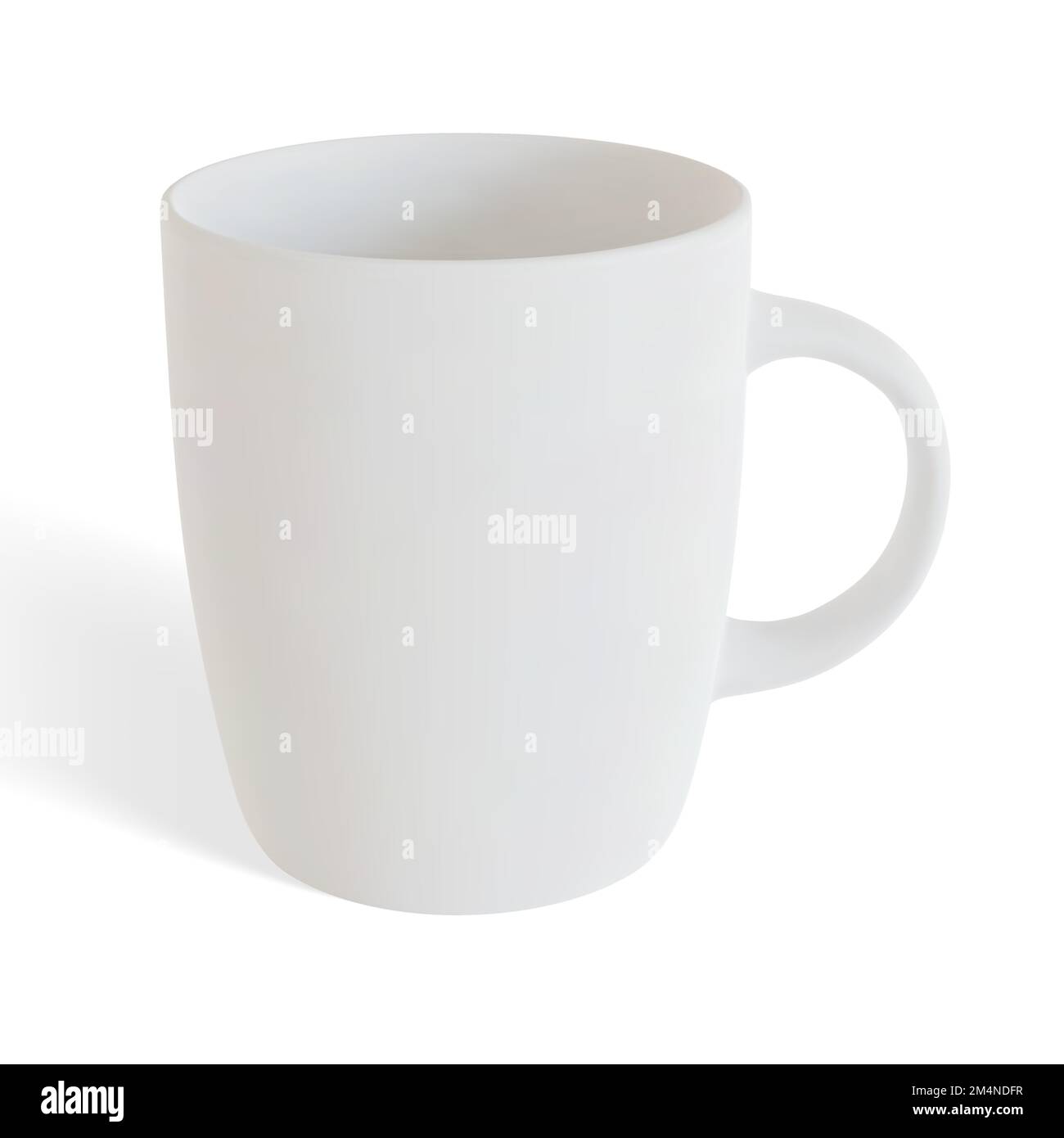 Matte white tea or coffee cup or mug with shadow on white background ...