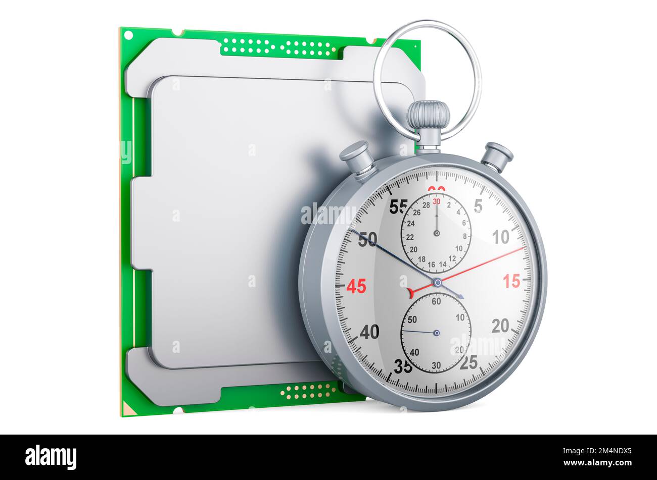 CPU with stopwatch, 3D rendering isolated on white background Stock ...