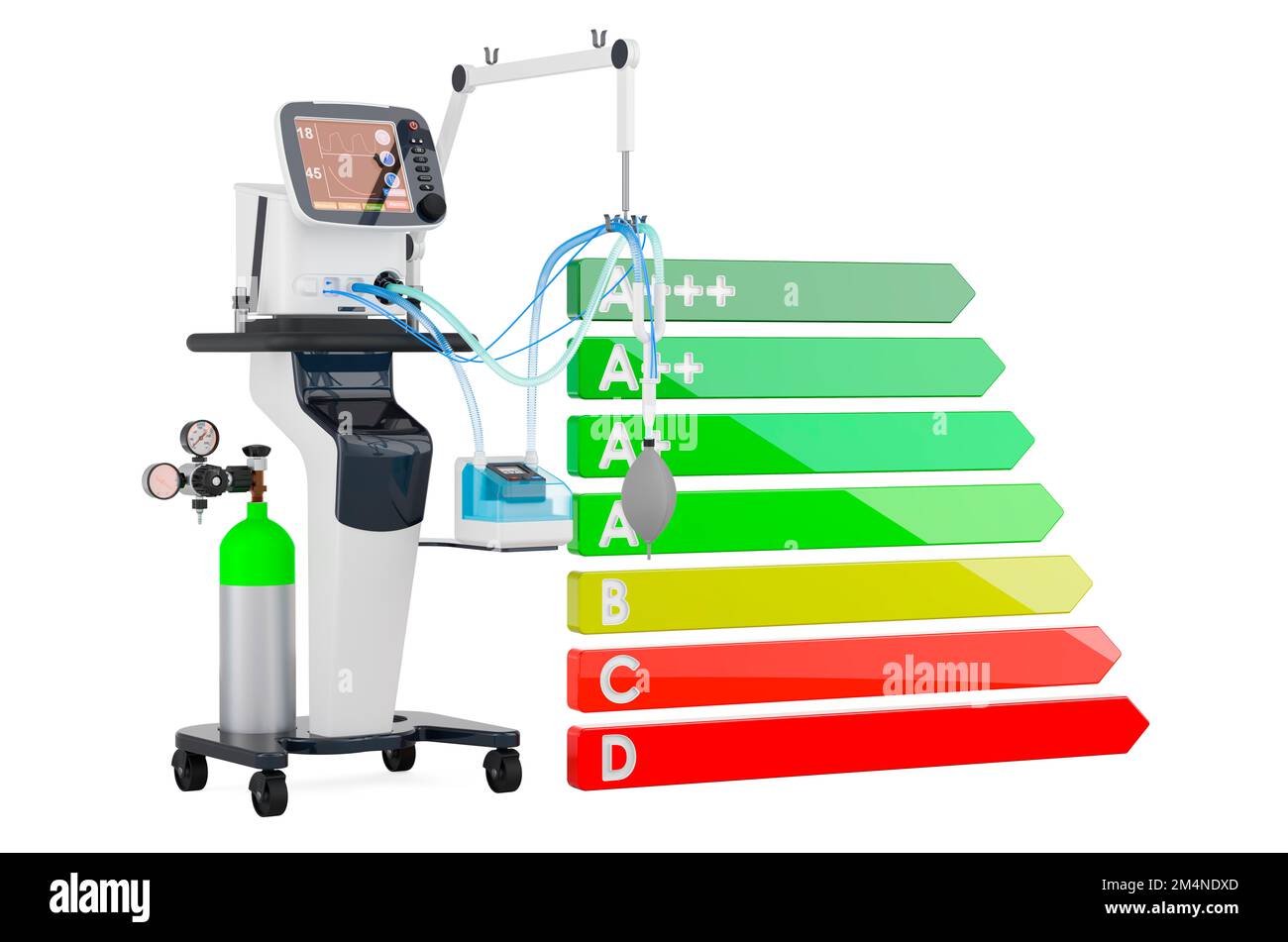Intensive care unit, ICU with energy efficiency chart, 3D rendering ...