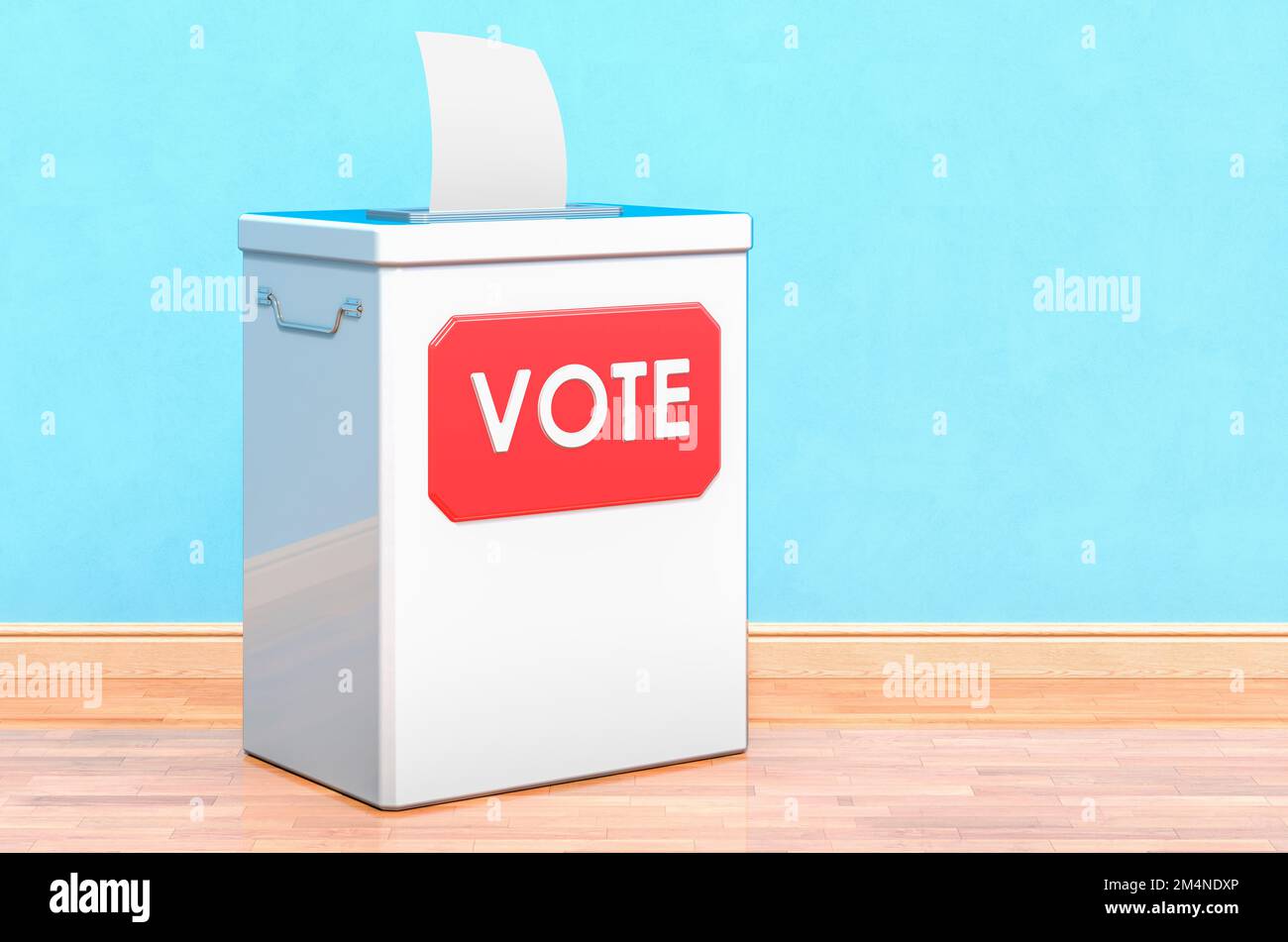 Election ballot box in room near wall, 3D rendering Stock Photo - Alamy