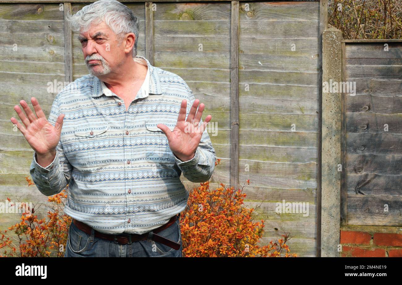 Elderly or senior man saying no way its not going to happen Stock Photo ...