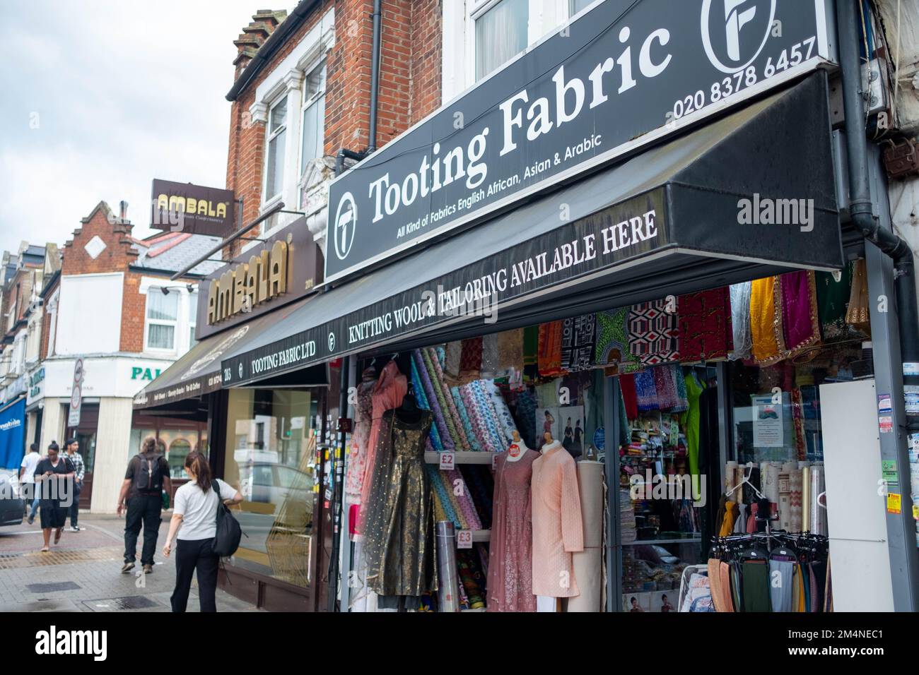 London- September 2022: Fabric shop on Upper Tooting Road in Tooting ...