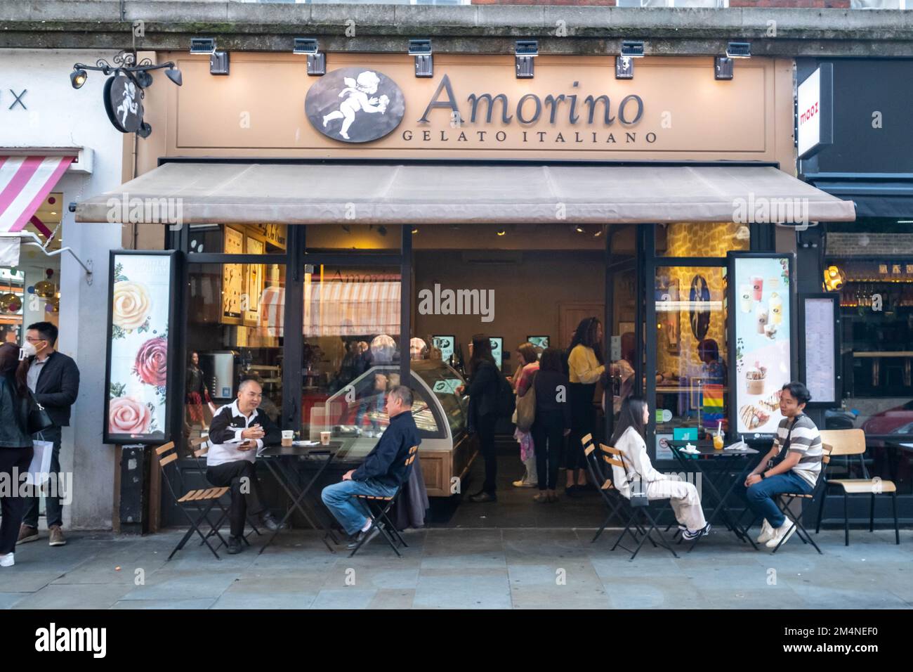 London- September 2022: Amorino Gelato cafe in Soho, West End Stock ...