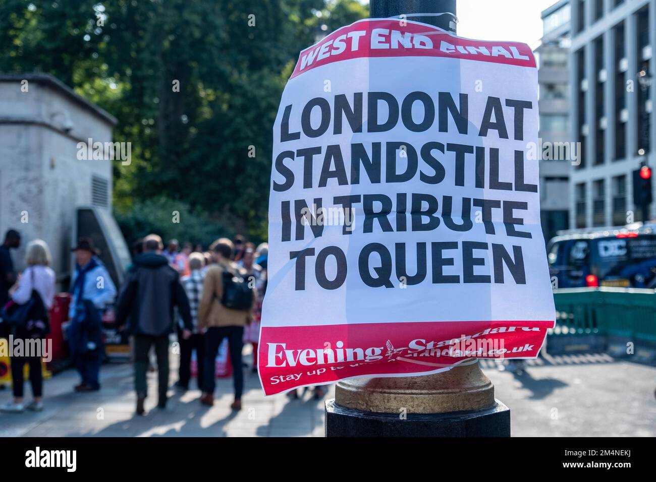 London- September 2022: London in Standstill in tribute to Queen sign ...