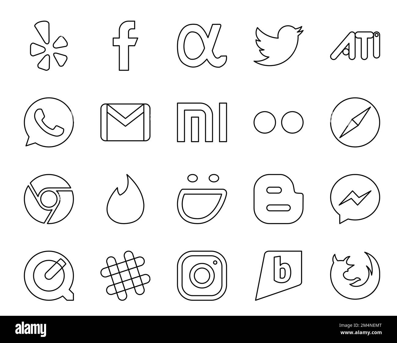 20 Social Media Icon Pack Including Blogger Tinder Email Chrome Safari Stock Vector Image