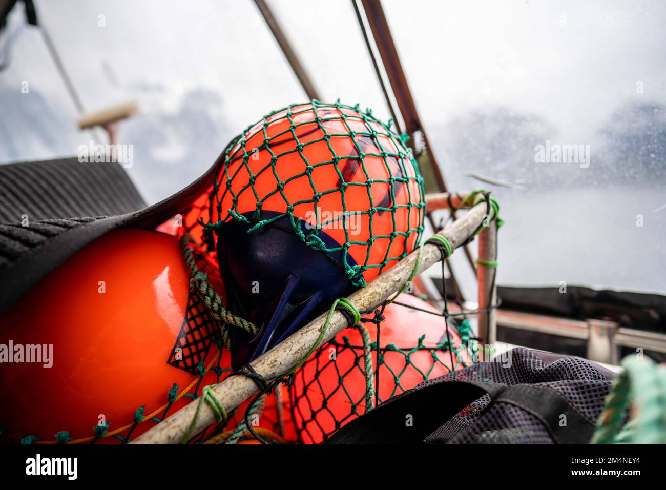 fishing buoy on the back of a fishing boat lobster boat and crayfish in ...