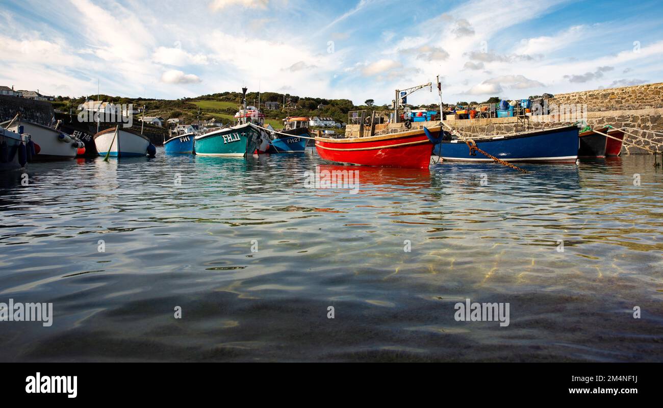 COVERACK, CORNWALL, UK - SEPTEMBER 21, 2022. Low angle view of ...